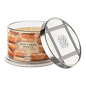 Premium Scented 4-Wick Candle, Hot Cider Donut, HomeWorx by Slatkin & Co - 18 oz - Long-Lasting Jar Candle, 30-55 Hours Burn Time - Harvest Apple, Cinnamon Sugar, Vanilla Bean & Spiced Cider