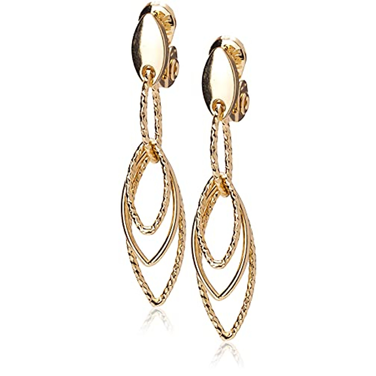 Anne Klein Women's Gold Diamond Textured Linear EZ Comfort Clip Earrings