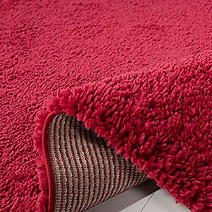 SAFAVIEH August Shag Collection Runner Rug - 2'3" x 12', Red, Solid Design, Non-Shedding & Easy Care, 1.2-inch Thick Ideal for High Traffic Areas in Living Room, Bedroom (AUG900Q)