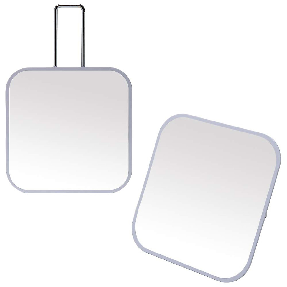 YEAKE Hand Mirror with Handheld Metal Stand, Table Desk Makeup Mirror Portable Travel for Multi-Hanging Wall Mirror On Bathroom Shower Shaving(Square)