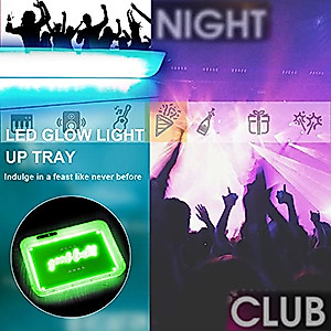 LED Rolling Tray Fast Charging Party Serving Tray Rechargeable Auto Party Mode Glow Light Up Tray for Music Theme Birthday Party (Azure)