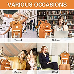 Bevalsa Laptop Backpack 15.6 Inch Stylish College School Bag/Casual Daypacks/Work Bags/Travel Backpack for Women Men for Teens Girls Anti-Theft (Brown)