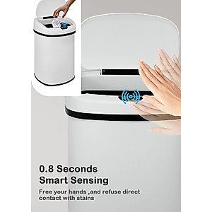 13 Gallon/50 L Kitchen Trash Can with Lid, Stainless Steel Garbage Can with Touch-Free Lid, Cute Trash Can Automatic Trash Can Bathroom Trash Can with Lid, Motion Sensor Trash Can Brushed Finish