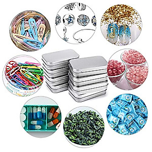 BTSKY Metal Hinged Tins Box Containers Small Metal Tins with Lids Metal Box Tin Cans Mini Bead Organizer for Craft Storage Jewelry Candy Small Pill Box Compact Size 3.85x2.5x0.86 Inches, 8PCS Silver