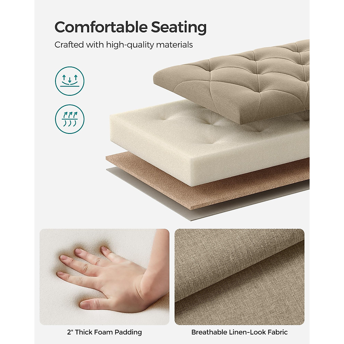 SONGMICS Storage Ottoman Bench, Foldable Foot Rest with Legs, 15.7 x 43 x 15.7 Inches, End of Bed Bench, Storage Chest, Load up to 660 lb, for Living Room, Bedroom, Entryway, Camel Brown ULSF088R01