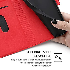 Fansipro Wallet Folio Case for Oppo Reno 2, Premium PU Leather Slim Fit Cover for Reno 2, 1 Card Slot, Handy, Red