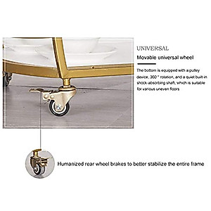 TEmkin Bar Cart Bottle Wine Rack,All Purpose Shelving, 3 Tier Serving Trolley, Metal Mesh Storage Units (A White Marble)