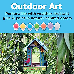 Creativity for Kids Build and Paint Bird Feeder Wood Craft Kit - DIY Bird House Kit for Children, Outdoor Activities for Kids Age 6+,Yellow,orange,blue,white,green,violet