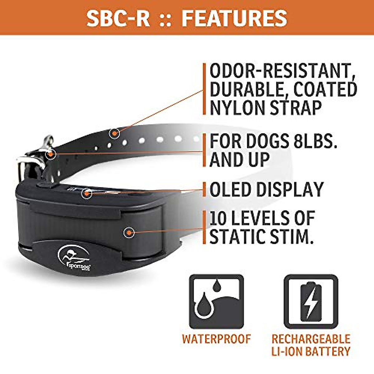 SportDOG Brand NoBark Rechargeable Bark Control Collar - Programmable, Waterproof Bark Collar