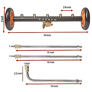 GDHXW Dual-Function 5 Nozzles Undercarriage Cleaner Undercarriage Washer Water Broom 3 Extension rod MAX 5000PSI Large 18 IN