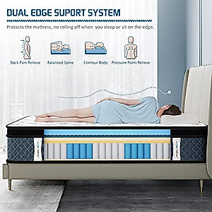 Crystli Queen Mattresses 12 inch Memory Foam Mattress Queen Size Hybrid Mattress Medium Firm Queen Bed Mattress in a Box with CertiPUR-US Foam 100-Night Trial 10 Years Warranty