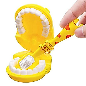 Early Education Brushing Toys, Children Role Play Toys Cute Giraffe Early Education Cartoon Tooth Brushing Toys Model Teaching Children Brushing Model for Kindergarten Kids Children
