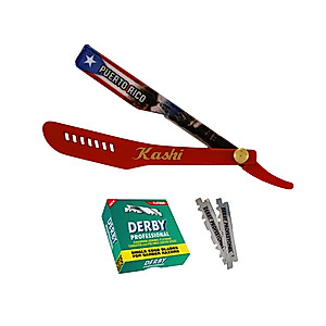 Kashi Barber Men's Shaving Straight Razors Blade with 100 Derby Blades Puerto Rico