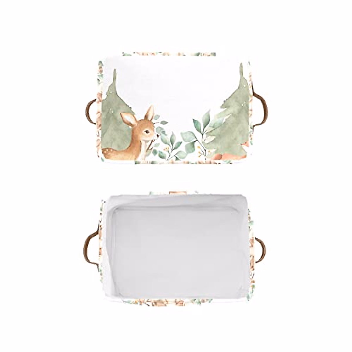 Deven Woodland Animals Personalized Large Storage Baskets for Organizing Shelves with Handle,Closet Decorative Storage Bins for Toy, Bathroom,Nursery,Home 2 Pack