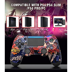 CBYLWK Wireless Controller Compatible with PS4/Slim/Pro with Dual Vibration/6-Axis Motion Sensor/Audio Function 1000mAh Battery/Collector's Controller
