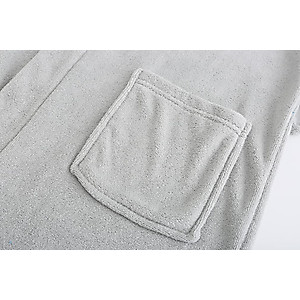 E.W Apparel Kids Boys Girls Hooded Towelling Bathrobe Dressing Gown 100% Cotton Terry Towel Soft Terry Cloth Robe 5-16 Years(Grey,11-12 Years)