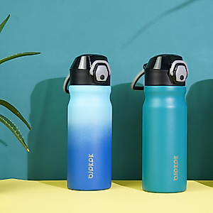 BJPKPK 18oz Insulated Water Bottle With Straw Stainless Steel Double Wall Water Bottles BPA Free Leak Proof Thermos With Lockable Flip Lid And Soft Silicone Spout,Ocean Dream