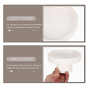BESTonZON Footed Bowl Ceramic Pedestals Fruit Bowl Decorative Fruit Dish Holder Dessert Display Tray Cupcake Stand Snack Serving Platter Appetizer Plate for Centerpiece Table White