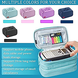 Large Capacity Pen Pencil Case Stationery Storage Large Handle Pen Pouch Bag 3 Layers Pen Pencil Organizer Bag with Double Zipper, Cosmetic Bag for College Students Men Women Girls Adults