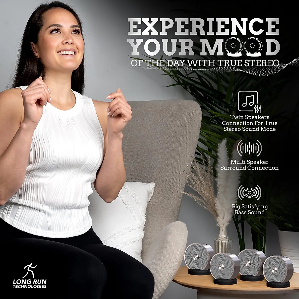 Long Run Technologies Stereo Bluetooth Speakers - Wireless Computer Speaker for Desktop Laptop PC for Boys & Girls Sister Brother Mom & Dad - Bluetooth Stereo Speakers Home Theater Gaming Rose Gold