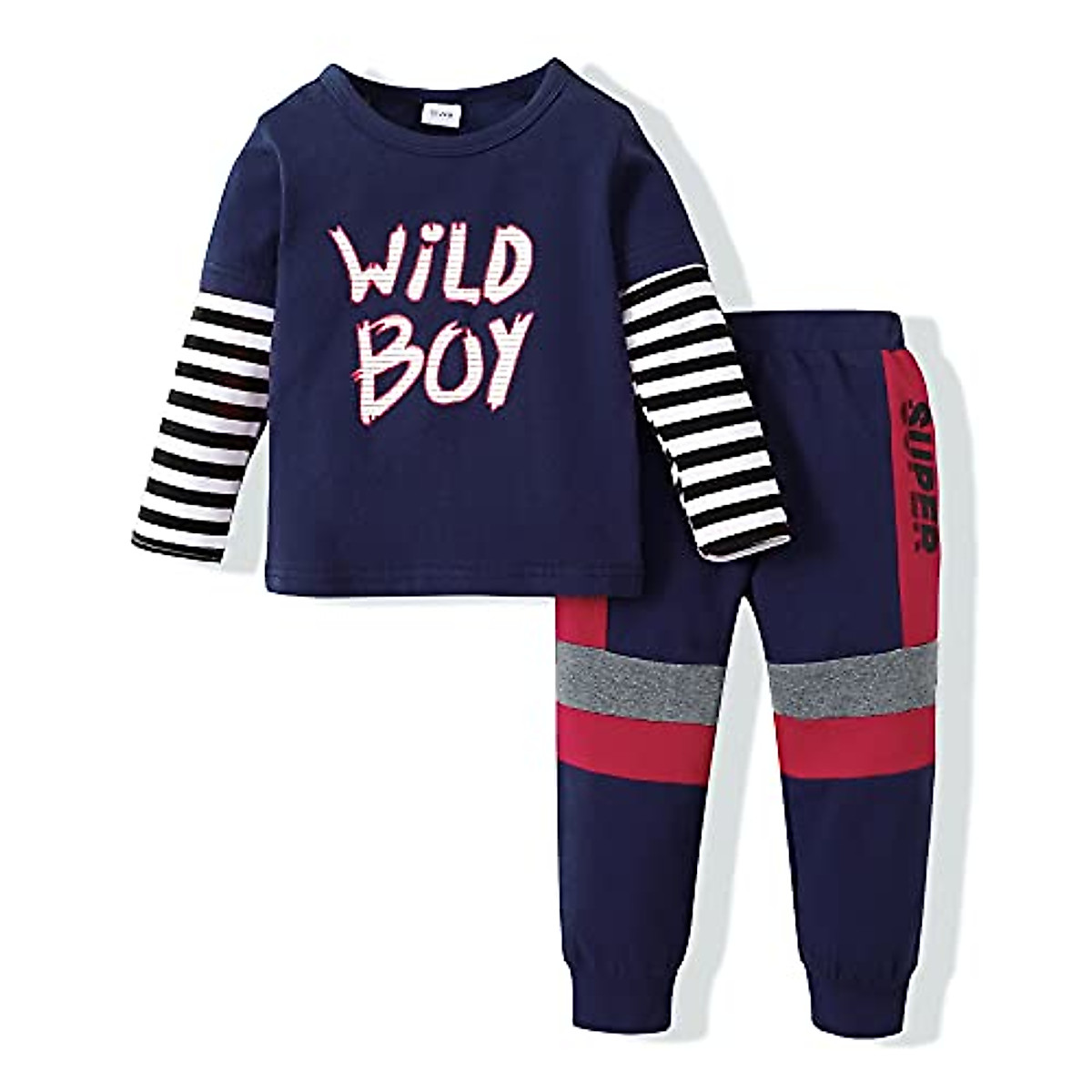 Mikrdoo 2T Boy Clothes Toddler Baby Boy Clothes Long Sleeve Sweatshirt Tops Pants Outfits Set Cotton Little Boy Clothing Fall Winter 2T 3T Boys Clothes