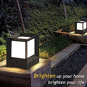 GPNFGTL Outdoor Pillar Light Square External Waterproof Column Light Modern Energy Saving Pilliar Light IP55 Rustproof Aluminum Patio Post Light Fixtures E26 Column Lamp for Porch Garden Garage