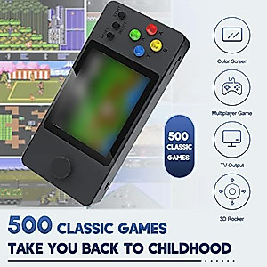 Murcycle 3D Rocker Retro Handheld Game Console with 500 Classic FC Games, 3.0 inches Screen Portable 800mAh Battery Rechargeable Video, Support TV & Two Players Present for Kids & Adults (Black)