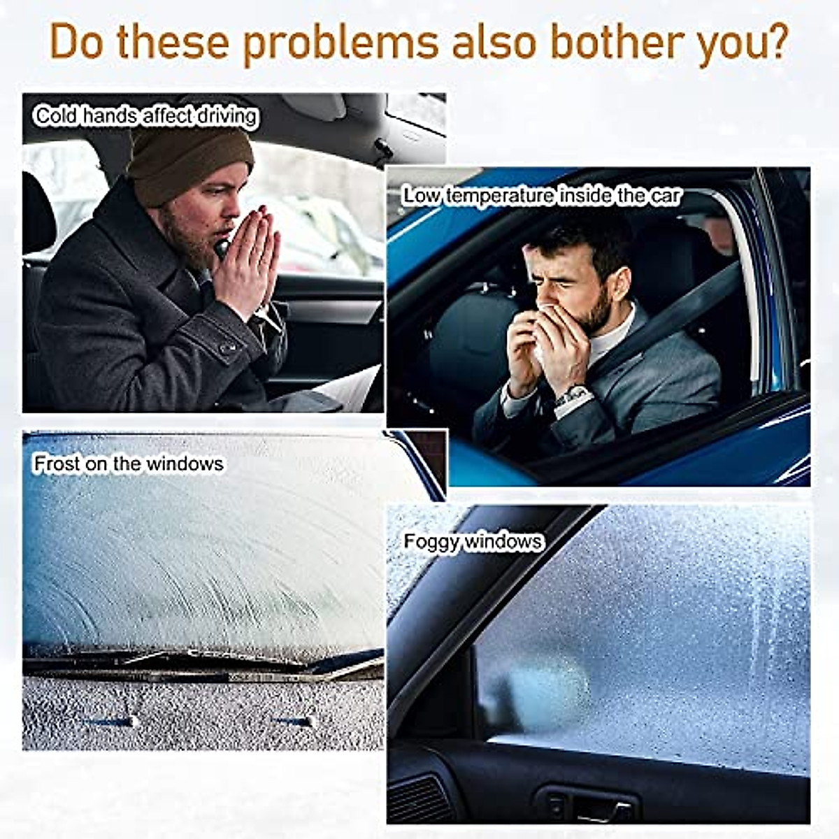 Portable Car Heater, 2022 Upgrade Auto Heater Fan, Car Defogger, Fast Heating Quickly Defrost Defogger 12V 150W Auto Ceramic Heater Fan 3-Outlet Plug in Cig Lighter(Yellow)