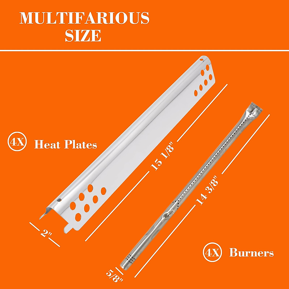 Heat Plates for Charbroil Advantage 4 Burner 466433016 Gas Grill Parts, Fits Char-Broil 2/3/6 Burner 463642015, 463343015, 463642116,463240115, Grill Replacement Kit Parts, Burner, Carryover Tube