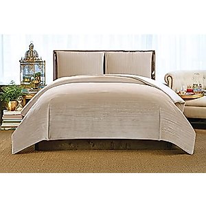 Christian Siriano Crinkle Luster Velvet Comforter Set, Full/Queen, Champagne