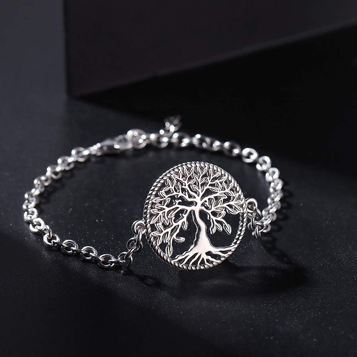 Aniu Tree of Life Bracelet for Women, S925 Sterling Silver Adjustable Chain Family Tree Jewelry for Mother's Day/Birthday/Anniversary(with Gift Box)