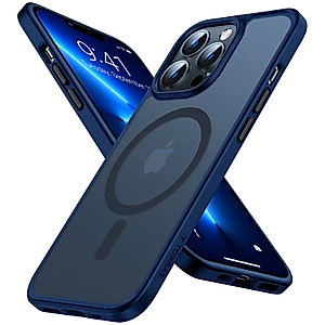 TORRAS Magnetic Designed for iPhone 13 Pro Max Case, [Military Grade Drop Tested] [Compatible with MagSafe] Shockproof Translucent Hard Back Soft Slim Protective Case for iPhone 13 Pro Max, Blue