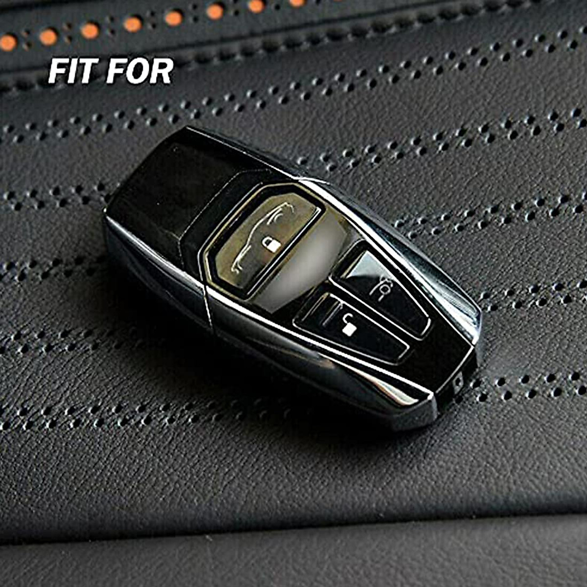 Alcantara Leather Key Case Cover Fit for Aston Martin DB11 DBS Superleggera (Black)
