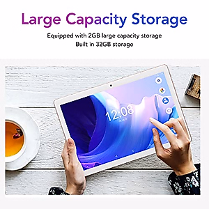 HD Tablet, 10.1in Gaming Tablet, Dual SIM Tablet PC, RAM 2GB ROM 32GB Dual Card Dual Standby, Support MIC OTG FM GPS for Entertainment Work(#1)