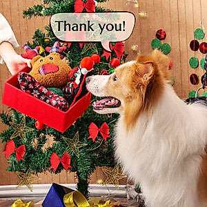 IPRAVOCI Christmas Dog Toys - Dog Squeaky Toys & Dog Rope Chew Toys & Red Dog Tennis Ball - 6 Pack Interactive Christmas Pet Toys for Small Medium Large Dogs