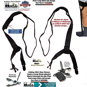 Hold-Ups Stay-downs Dress Shirt Stays Y-Style Metal with USA Patented No-slip Clips