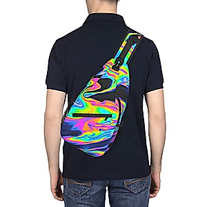 Psychedelic Trippy Sling Backpack,Casual Crossbody Shoulder Backpack Sling Bag Chest Daypack for Men Women Sport Hiking Gym