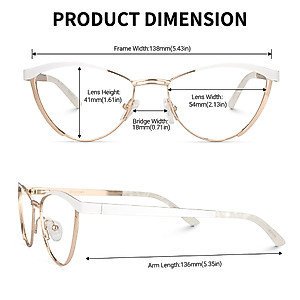 Zeelool Women's Metal Browline Cat Eye Glasses Frame with Clear Lens Sydney FM0125-04 Gold