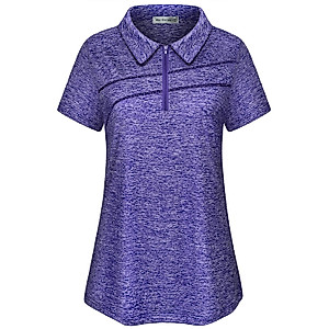 MISS FORTUNE Womens Plus Size Gym Shirts Running Golf Tops Workout Shirts, Quick Dry Sport Tops Short Sleeve Purple 2XL