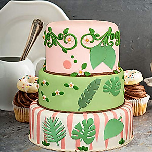 Mity rain Tropical Leaf Cookie Cutter - Hawaiian Palm Leaves Fondant Cutters Set for Gum Paste , Sugarcraft Candy, Luau Cake Decorating （4Pcs）