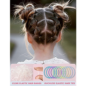 FILOVEMODA Hair Styling Kit: Tail Braiding Tool, 4 French Braid Loops, 100 Clear Mini Elastics, 10 Elastic Hair Ties