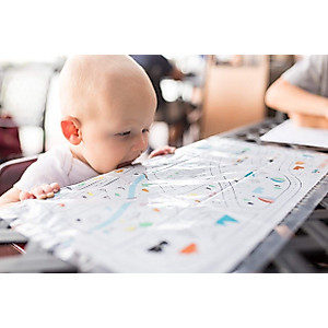 Disposable Placemats for Baby Toddlers Kids, Table Topper Disposable Placemats - Biodegradable BPA-Free Premium Super Sticky Stick-on Place Mats - Roadmap by Mini Explorers (60 Count)