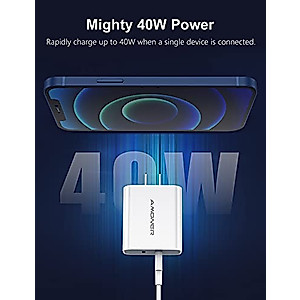 USB C Charger, Amoner 40W for iPhone 13 Fast Charger, Dual Ports USB-C Wall Charger with PD 3.0 Power Delivery Adapter for iPhone 14/13/12/12 Pro/12 Pro Max/12 Mini/11,Galaxy,Pixel 4/3