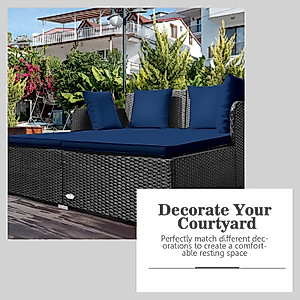 Salches Outdoor Rattan Daybed, Navy