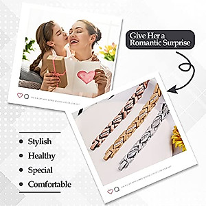 Jecanori Ultra Strength Magnetic Bracelets for Women, Copper Rings for Women, Stainless Steel Magnetic Bracelet for Women with Crystal, Jewelry Gifts with Size Adjustment Tool