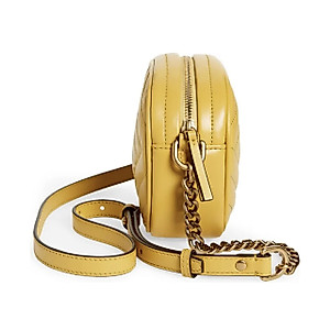 Tory Burch Women's Kira Golden Sunset Yellow Leather Camera Handbag Crossbody