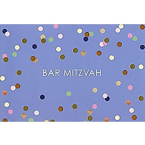 Pictura Circle Confetti On Blue Bar Mitzvah Congratulations Card