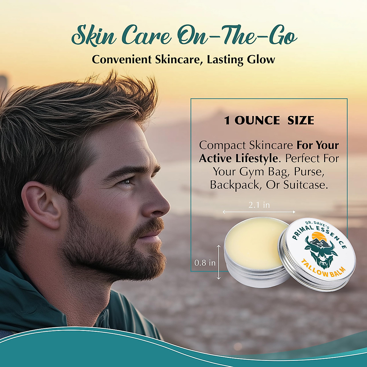 Dr. Dave's Primal Essence Grass Fed Beef Tallow for Skin - Tallow Balm with Shea Butter, Organic Jojoba Oil, Honey, Beeswax - Face and Body Moisturizer - Unscented - 1 oz