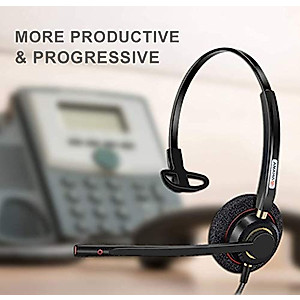 Phone Headset with Microphone Noise Cancelling, 2.5mm Telephone Headset for Cordless Phones Panasonic AT&T Vtech Uniden Cisco SPA Grandstream Polycom Clarity XLC3.4 Office IP
