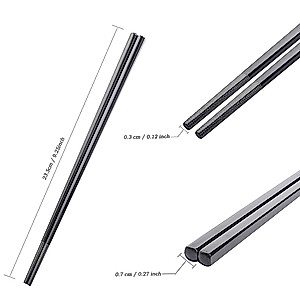 Metal Chopsticks Reusable Titanium Plated Stainless Steel Chopsticks Japanese Korean Chopsticks for Food & Cooking 9.5Inch Non-Slip for Beginners Square Laser Chopsticks 5 pairs Gift Set